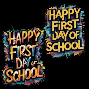 Happy First Day of School, Retro Style Back to School Bundle PNG 10 ...