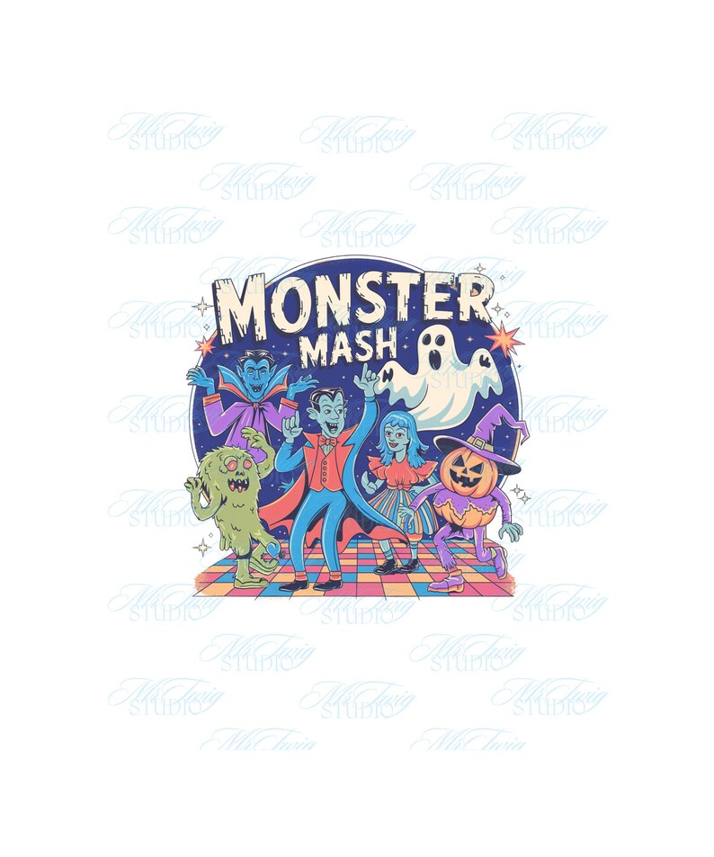 Vintage Monster Mash PNG - Halloween Monsters Digital Art, Retro Horror ...