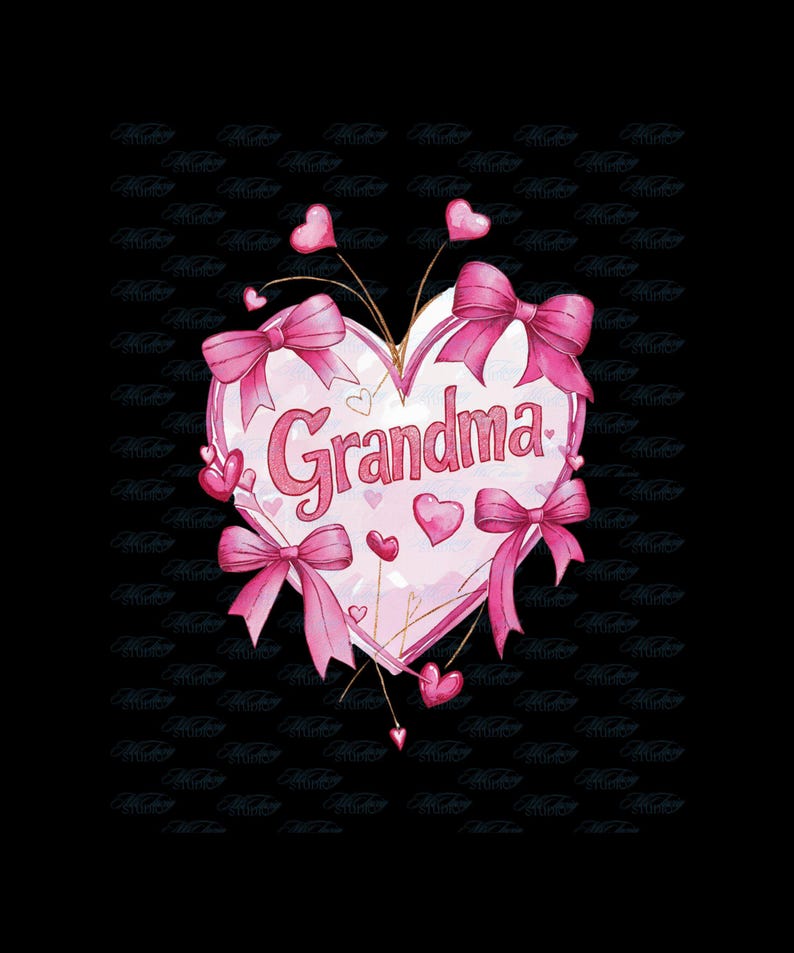 Bow Heart Grandma Png | Grandma Coquette Ribbon Bow Heart PNG ...