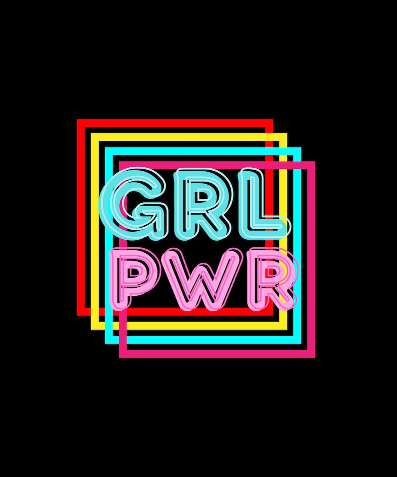 Girl Power PNG GRL PWR Retro Style Neon Sublimation Graphic Instant ...