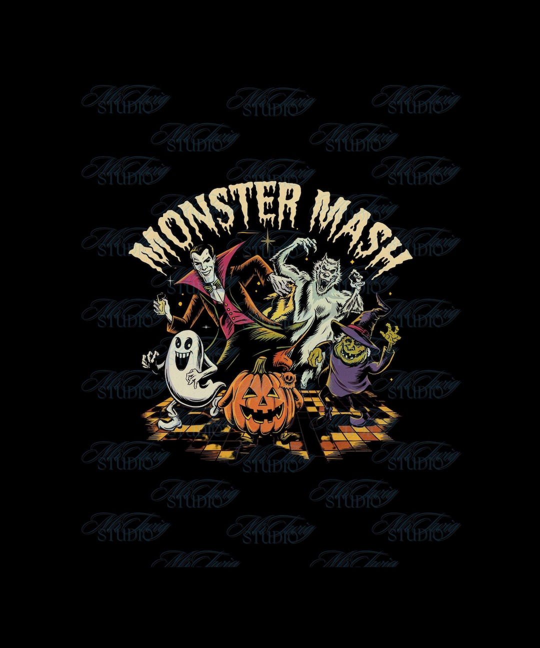 Vintage Monster Mash PNG, Halloween Monsters Digital Art for Crafts ...