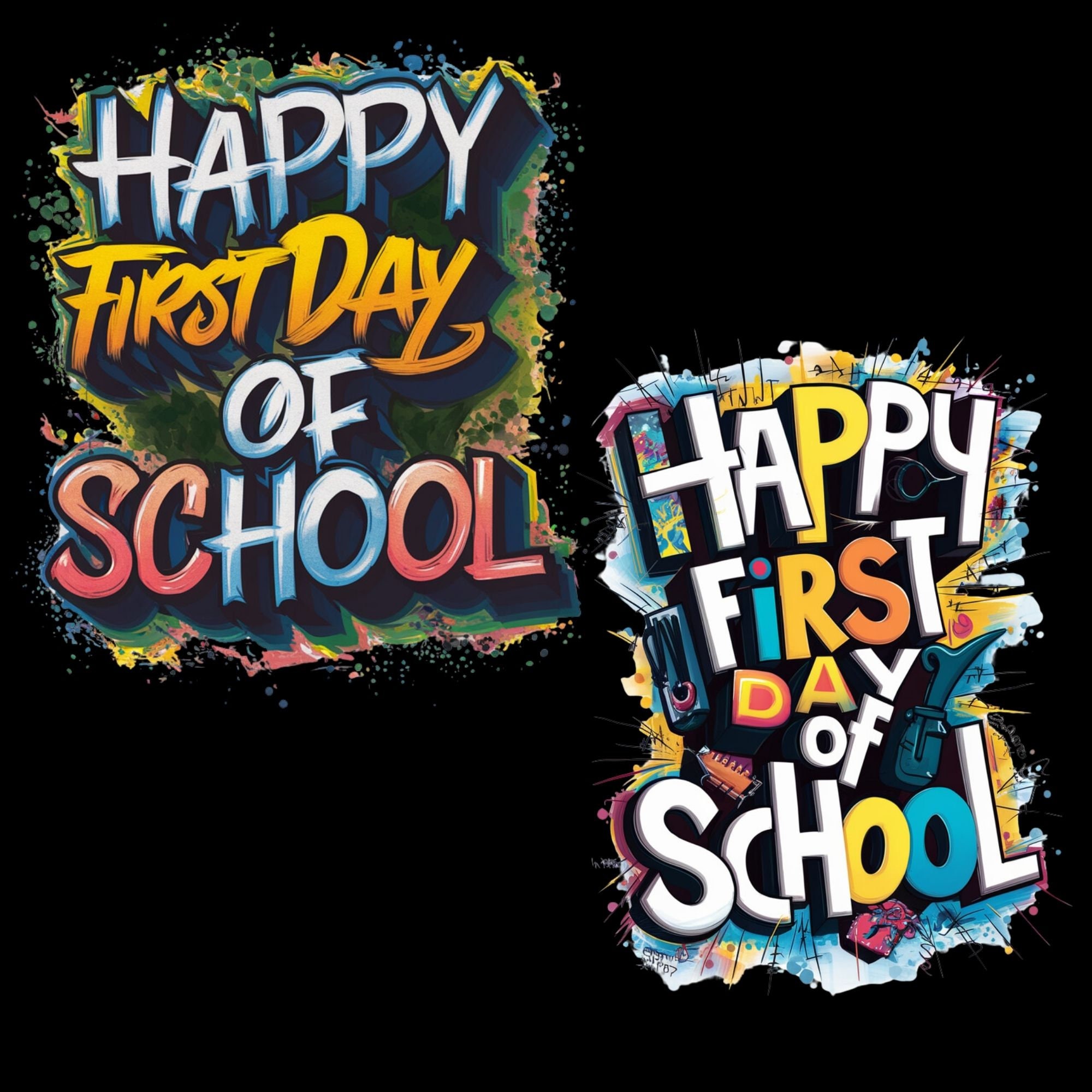 Happy First Day of School, Retro Style Back to School Bundle PNG 10 ...