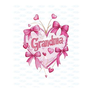 Bow Heart Grandma Png | Grandma Coquette Ribbon Bow Heart PNG ...