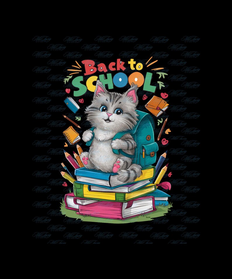 Cute Cat Back to School Shirt - First Day of School Cat PNG, Cat Mom ...