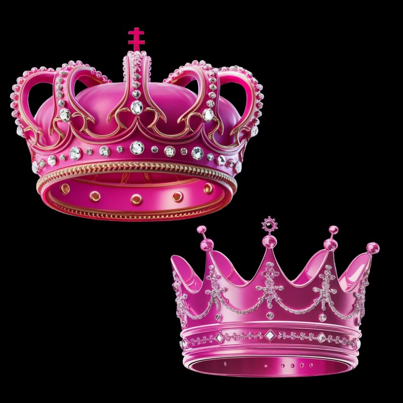 Pink Crown PNG Clipart Bundle: King, Queen, Birthday (digital Download ...