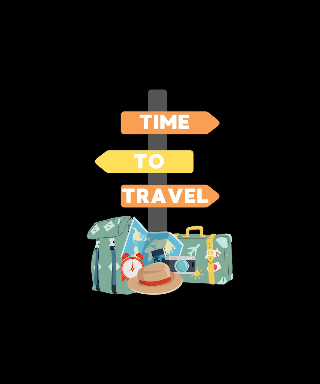Time to Travel Sign Png, Traveling Png, Holidays Png, Summer Png ...