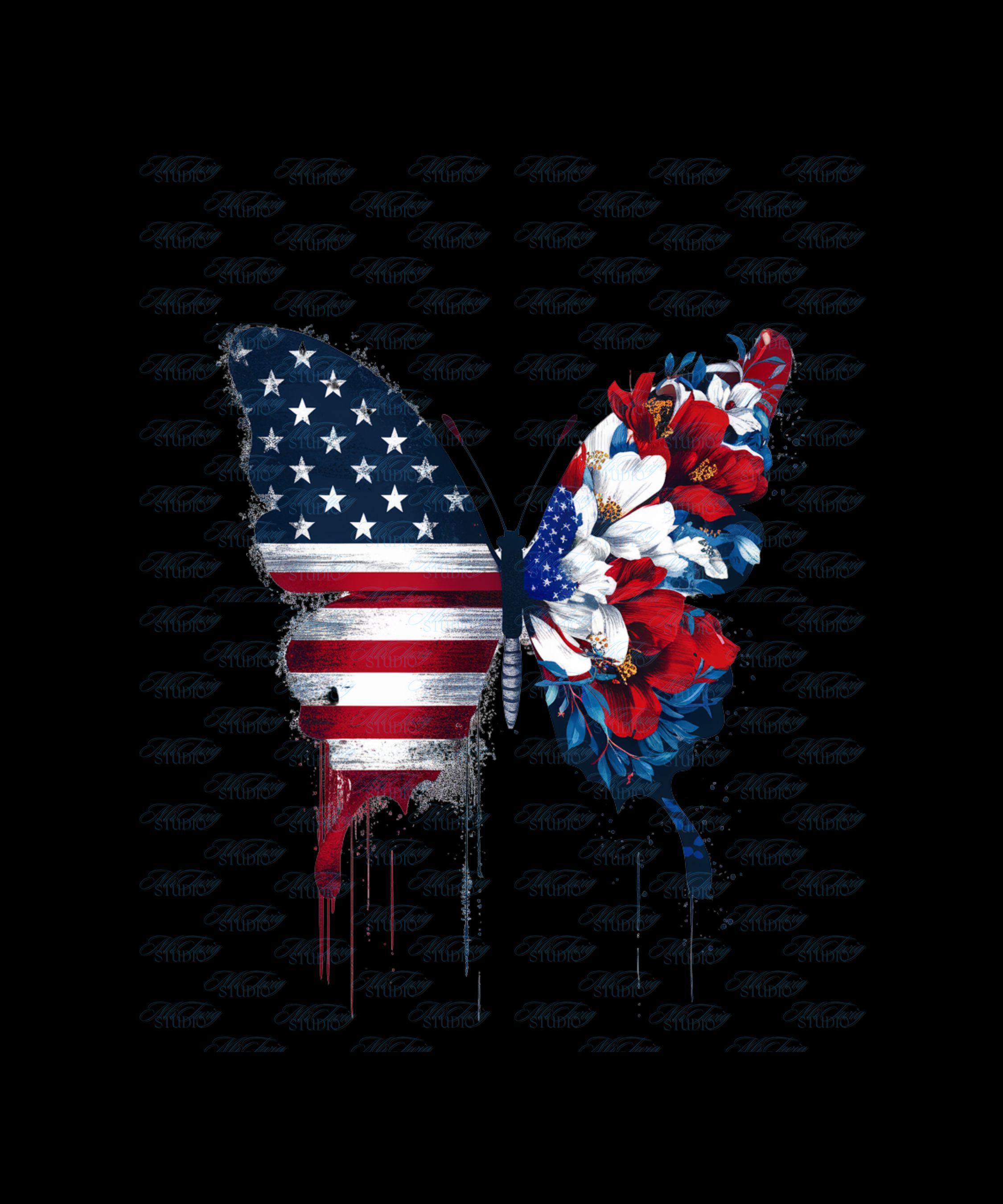 4th of July PNG - American Flag Butterfly Design, July 4th Digital Art ...