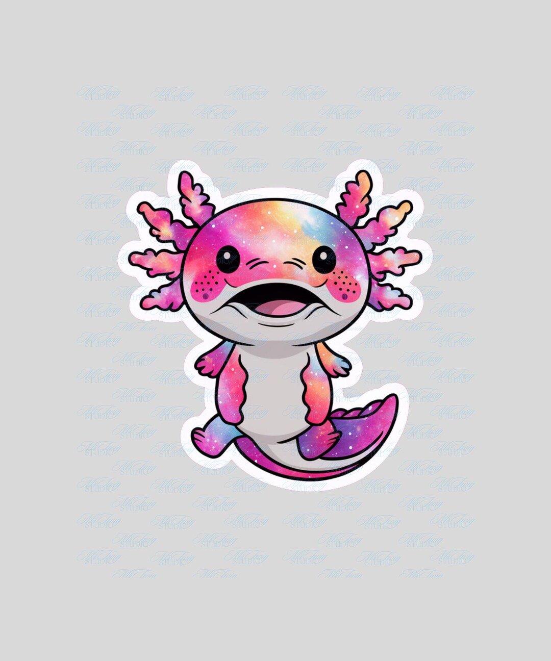 Cute Axolotl PNG Clipart | Adorable Pink and Rainbow Digital Download ...