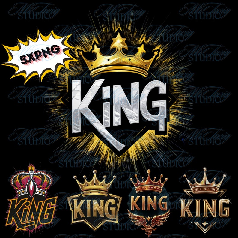 King With Crown PNG Clipart Bundle: Birthday Party Graphics (digital ...