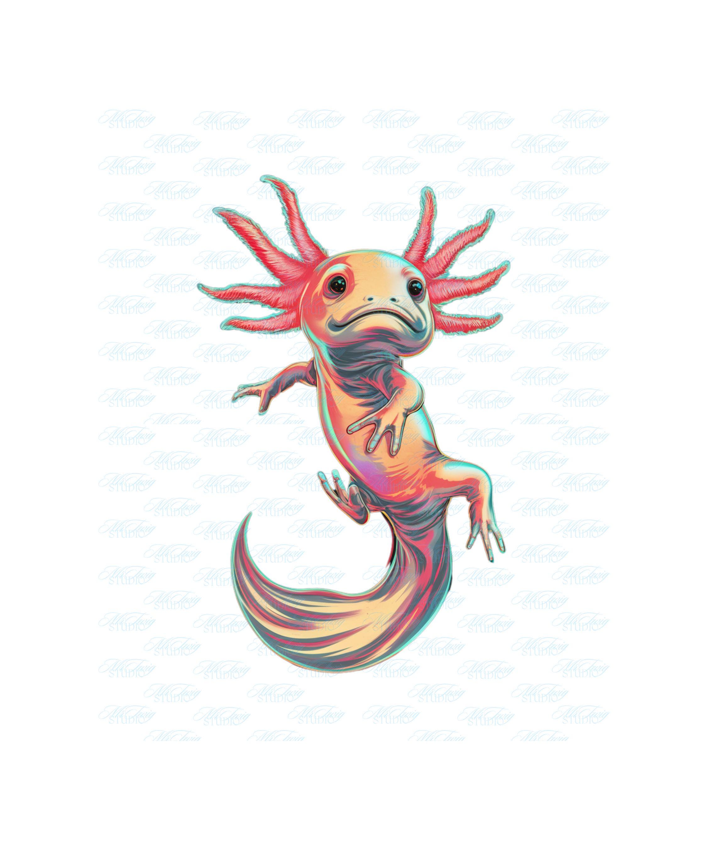 Cute Axolotl PNG, Adorable Axolotl Clipart, Pink and Rainbow ...