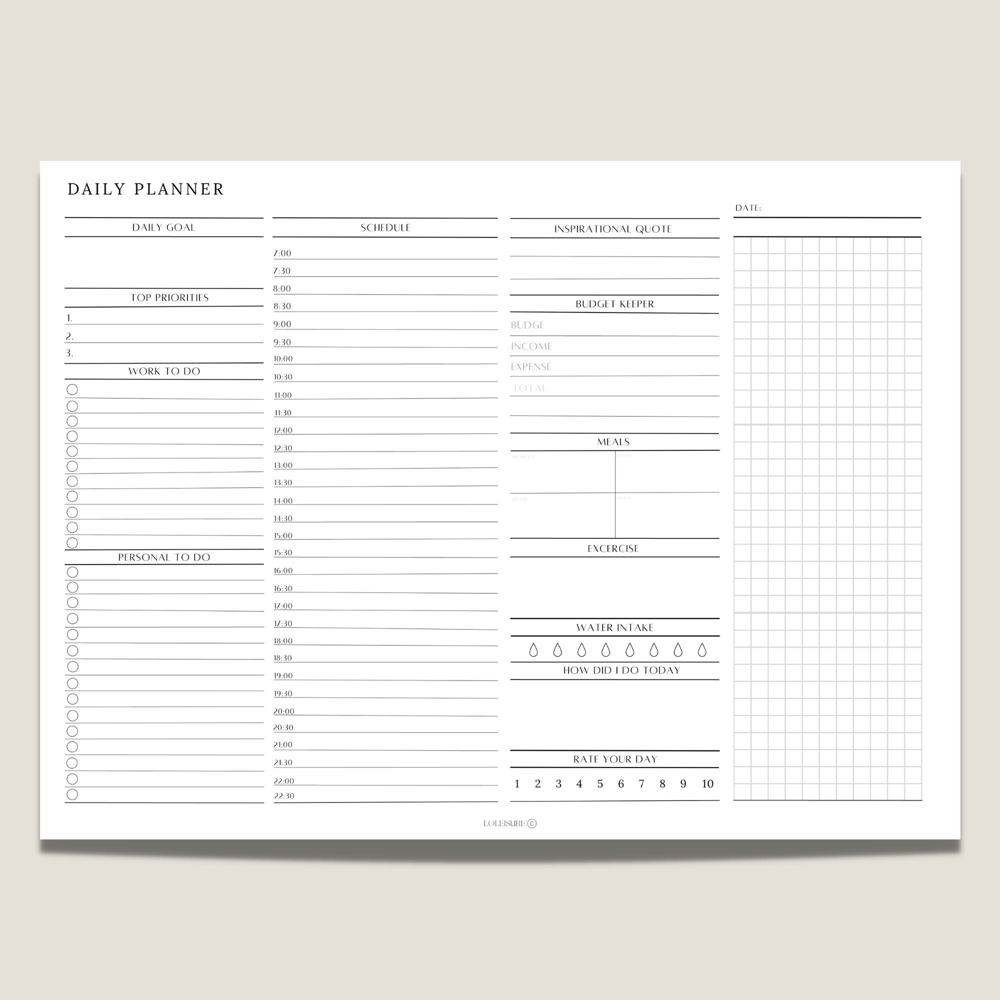Daily Horizontal DIGITAL and PRINTABLE Planner Goodnotes, Notability ...