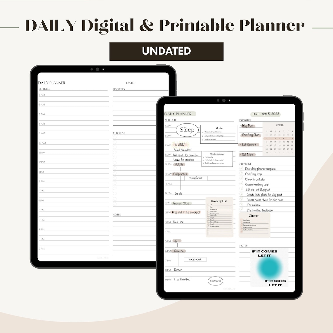 Daily DIGITAL and PRINTABLE Planner Goodnotes, Notability, Etc. A4 and ...
