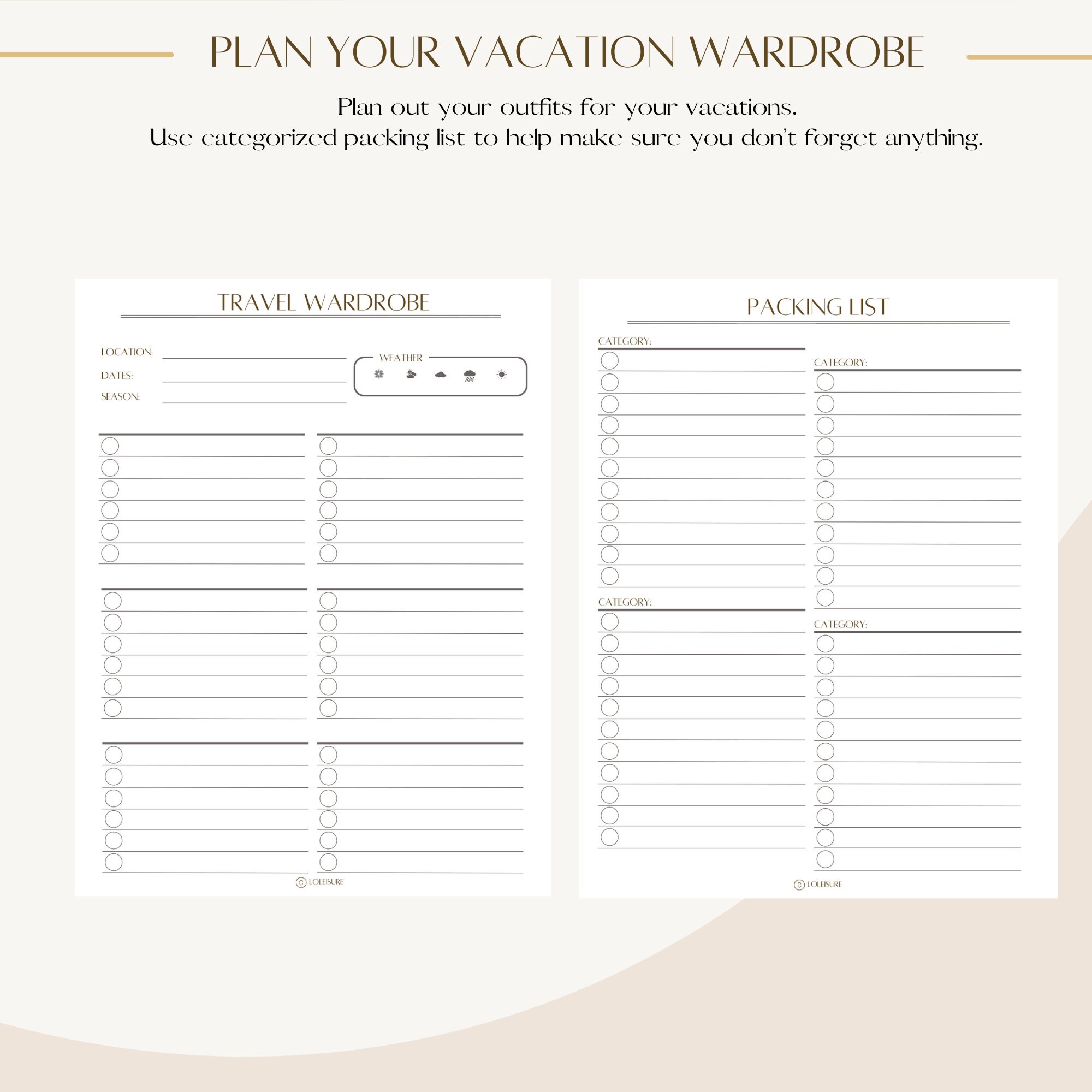 BUNDLE Wardrobe Planner Templates | Printable PDF Templates | Weekly ...