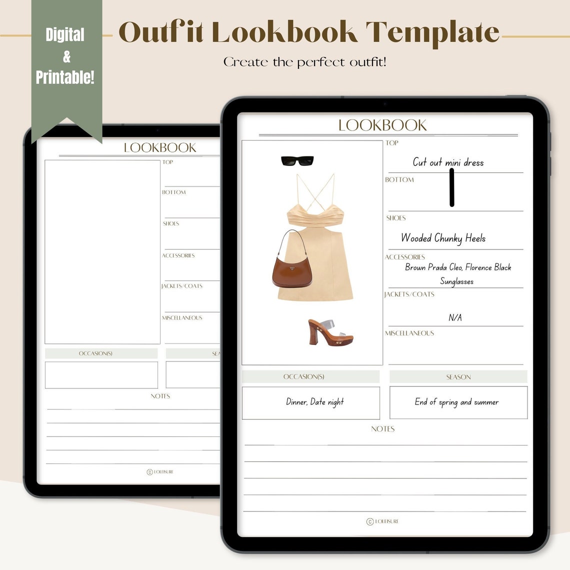 Vertical Lookbook Template | Capsule Wardrobe | Outfit Planner ...
