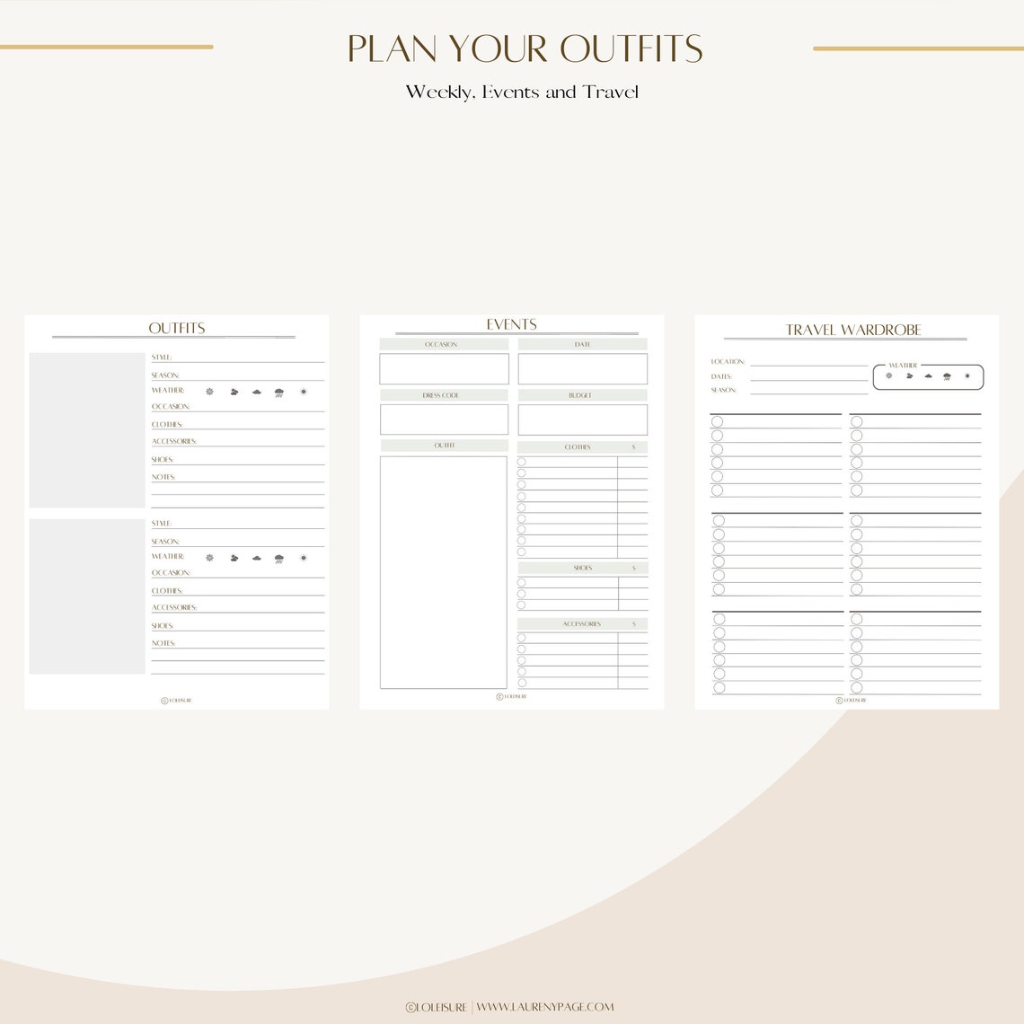 Wardrobe Planner Templates | Printable PDF Templates | Weekly Planning ...