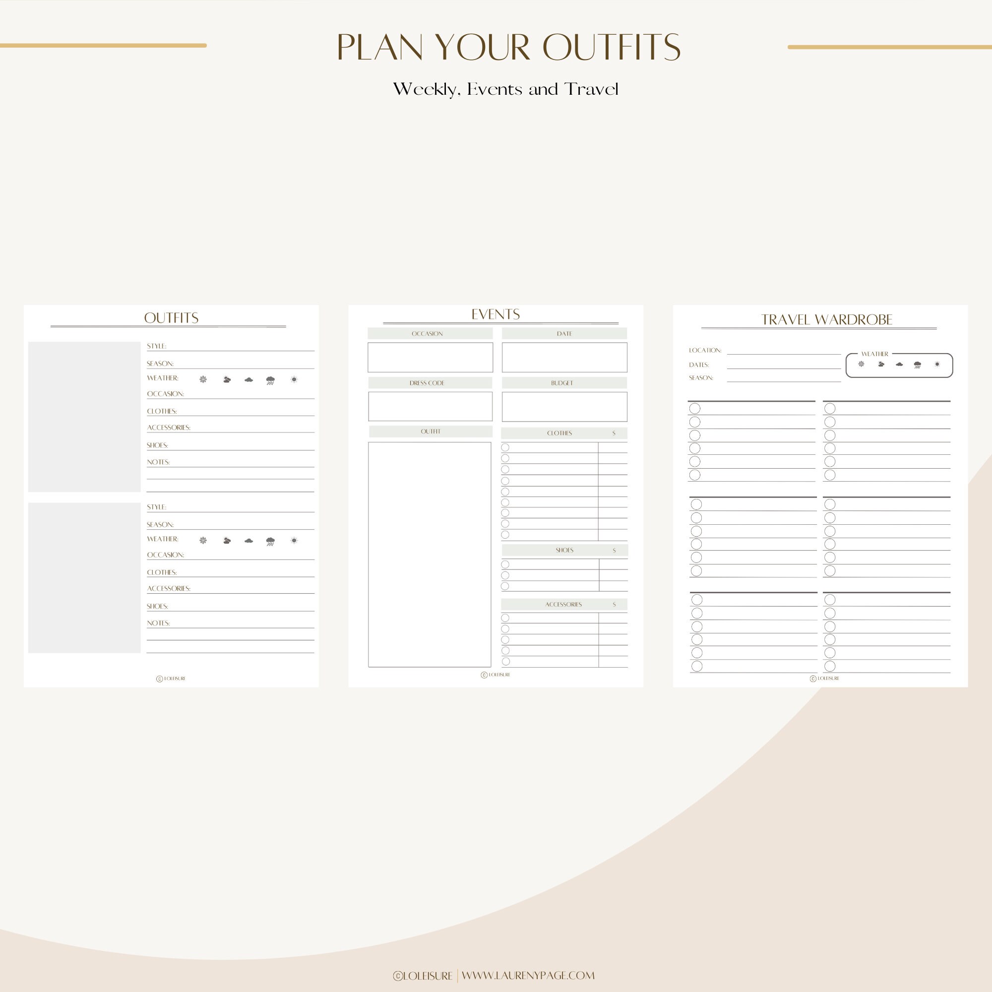 Wardrobe Planner Templates | Printable PDF Templates | Weekly Planning ...
