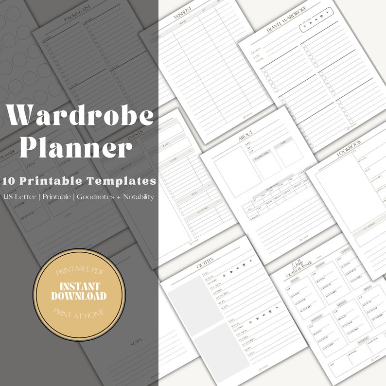Wardrobe Planner Templates Printable PDF Templates Weekly - Etsy