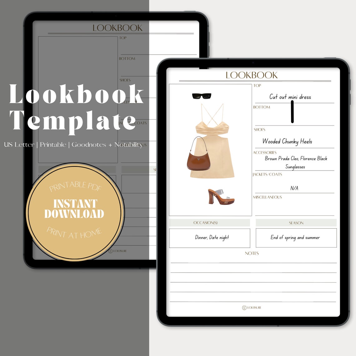 Vertical Lookbook Template | Capsule Wardrobe | Outfit Planner ...