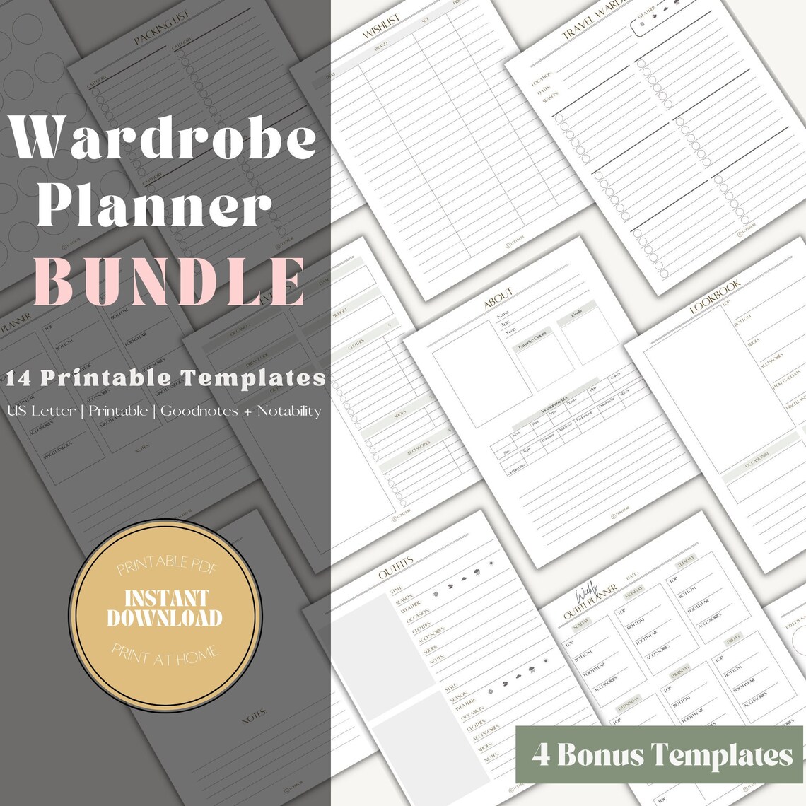 BUNDLE Wardrobe Planner Templates | Printable PDF Templates | Weekly ...