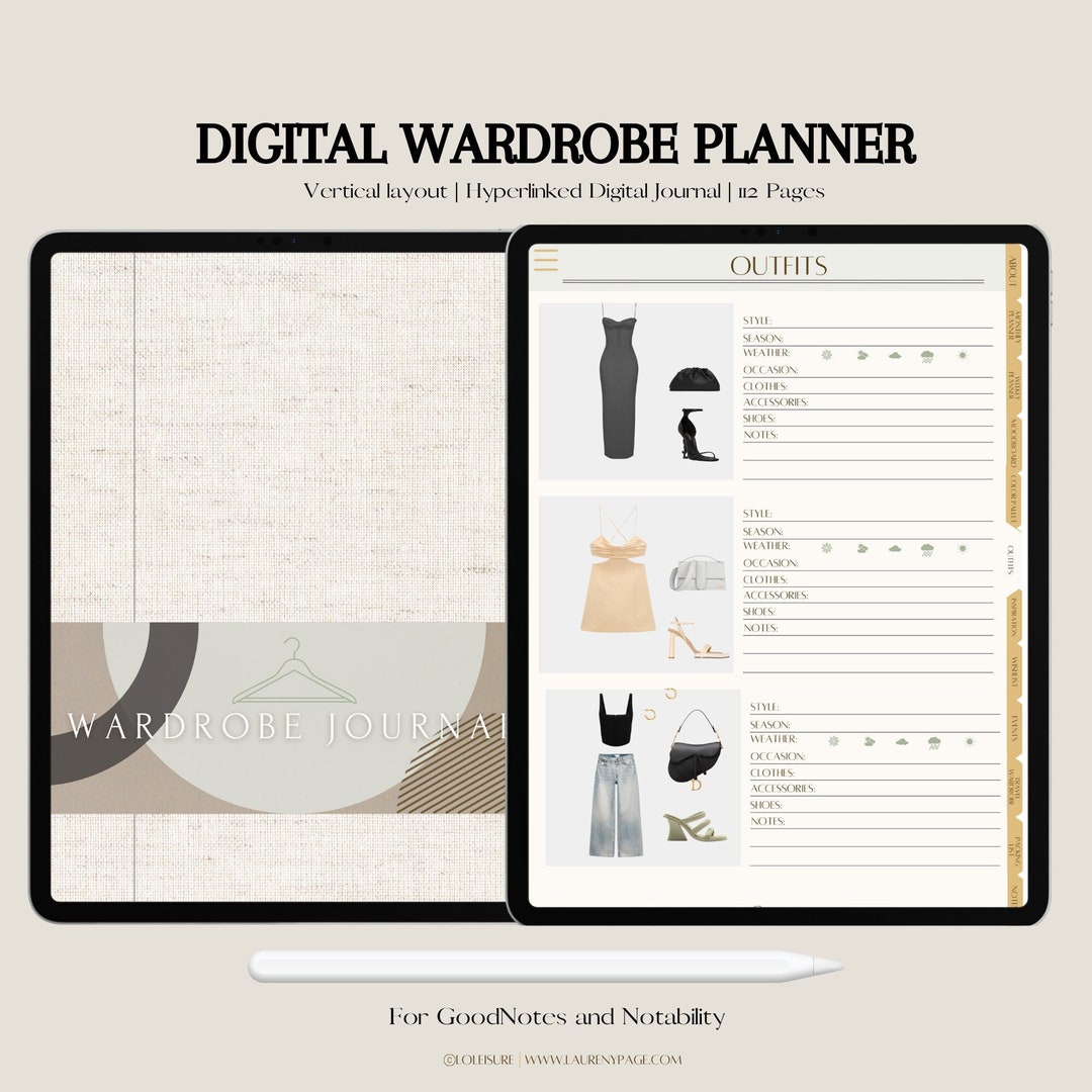 Digital Wardrobe Journal | Monthly/weekly Calendar | Event/vacation ...