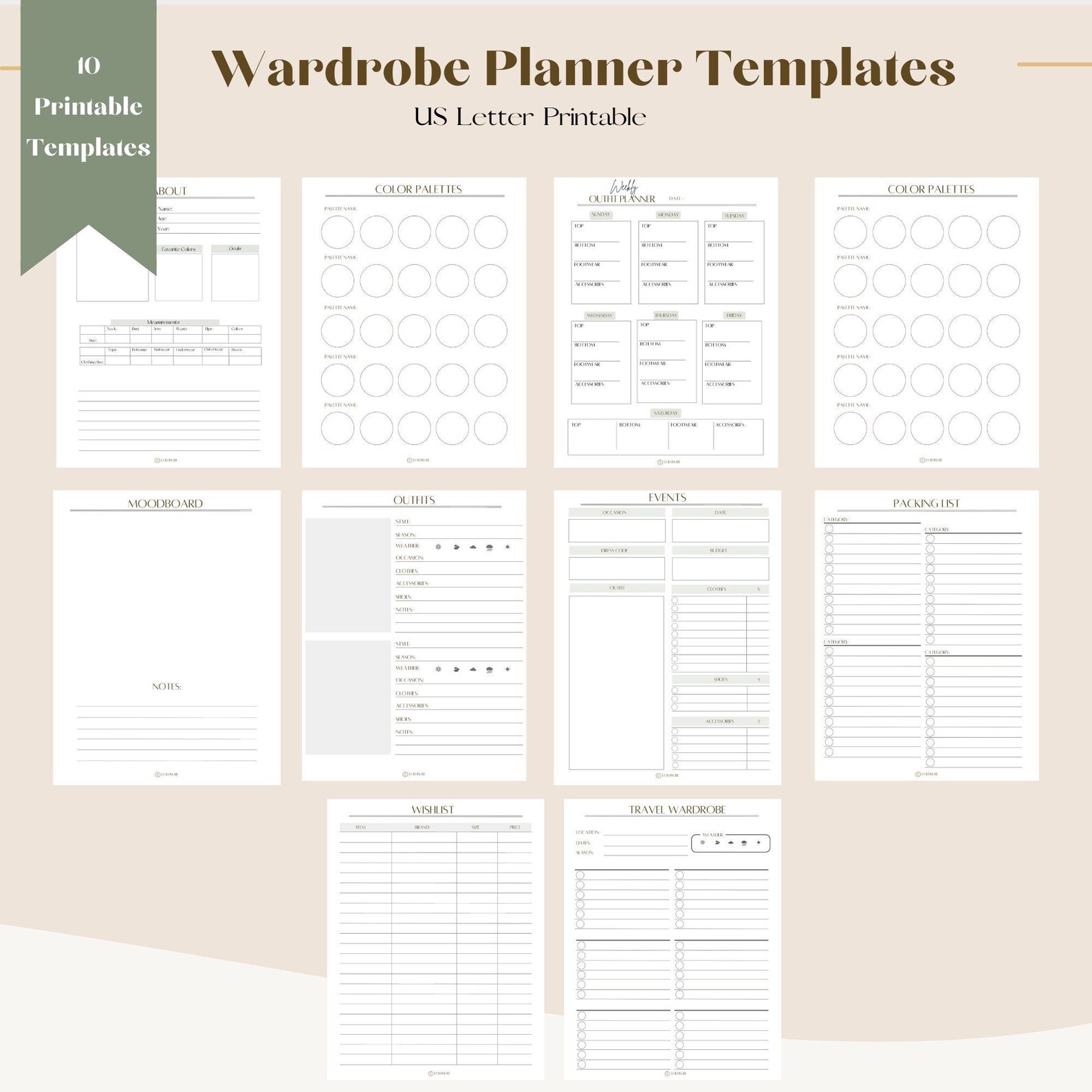 Wardrobe Planner Templates Printable PDF Templates Weekly - Etsy Canada