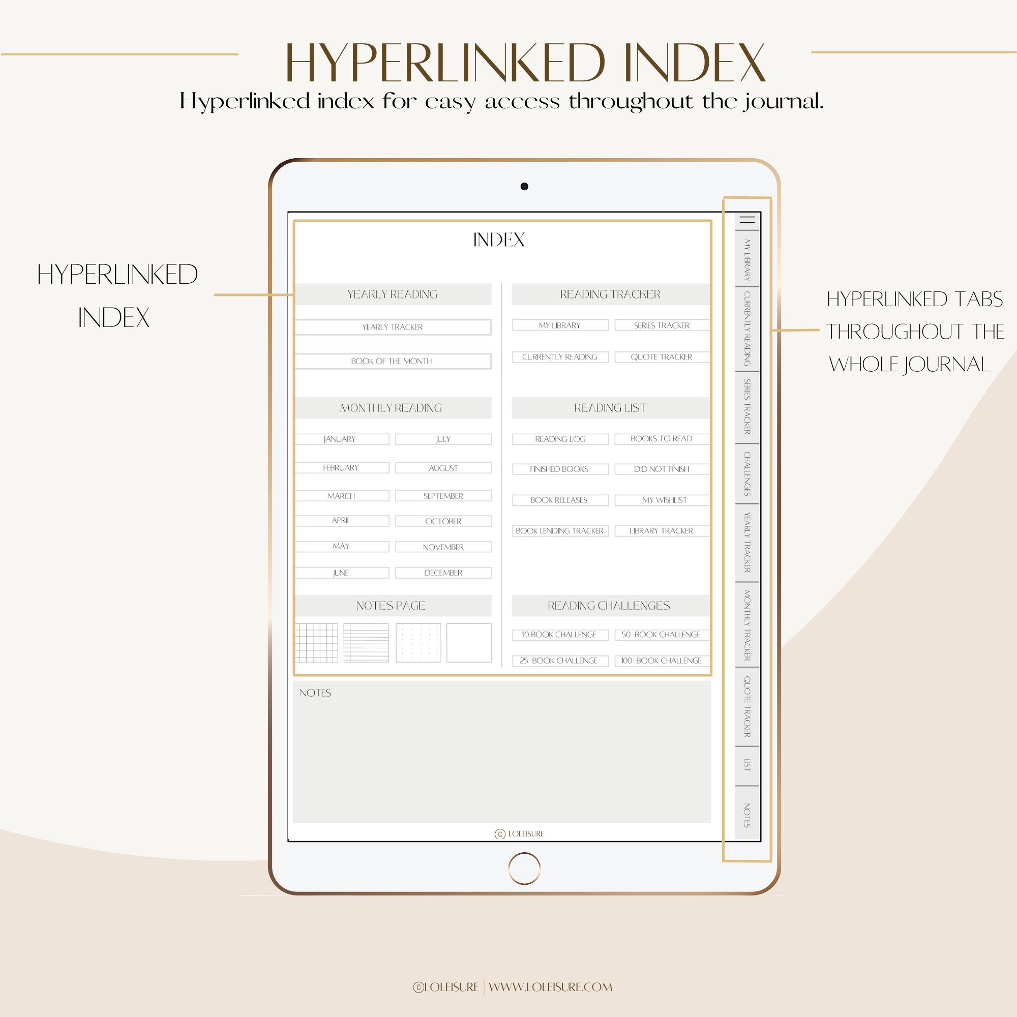 Digital Reading Journal Monthly Reading Tracker Hyperlinked Book ...