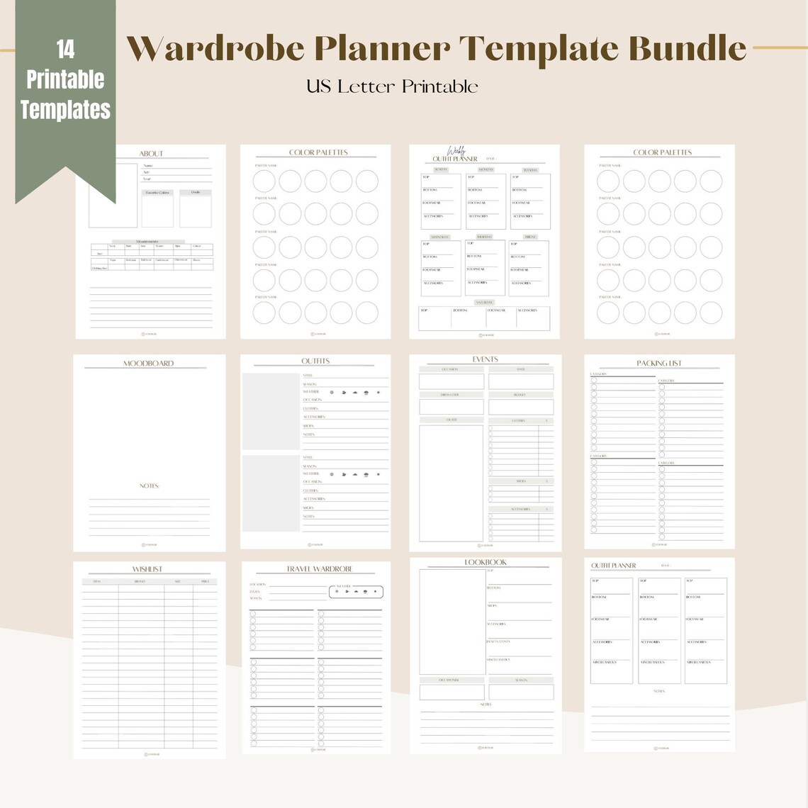 BUNDLE Wardrobe Planner Templates Printable PDF Templates | Etsy