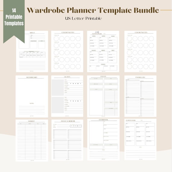 BUNDLE Wardrobe Planner Templates Printable PDF Templates | Etsy