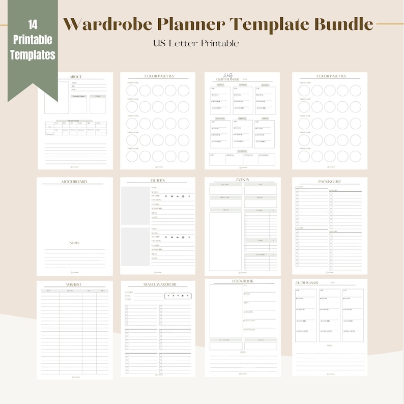 BUNDLE Wardrobe Planner Templates Printable PDF Templates | Etsy