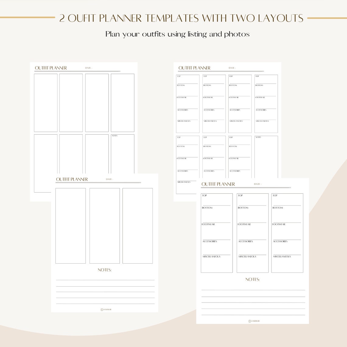 BUNDLE Wardrobe Planner Templates | Printable PDF Templates | Weekly ...