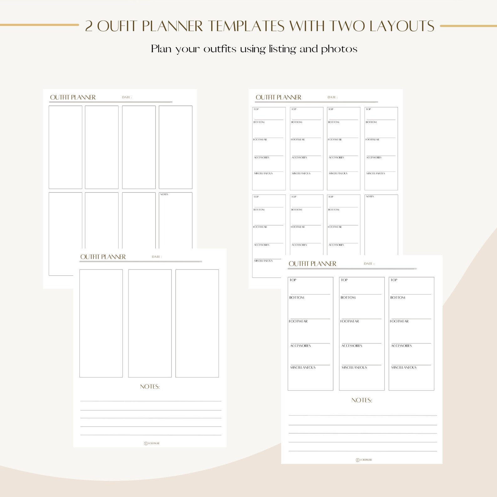 BUNDLE Wardrobe Planner Templates | Printable PDF Templates | Weekly ...