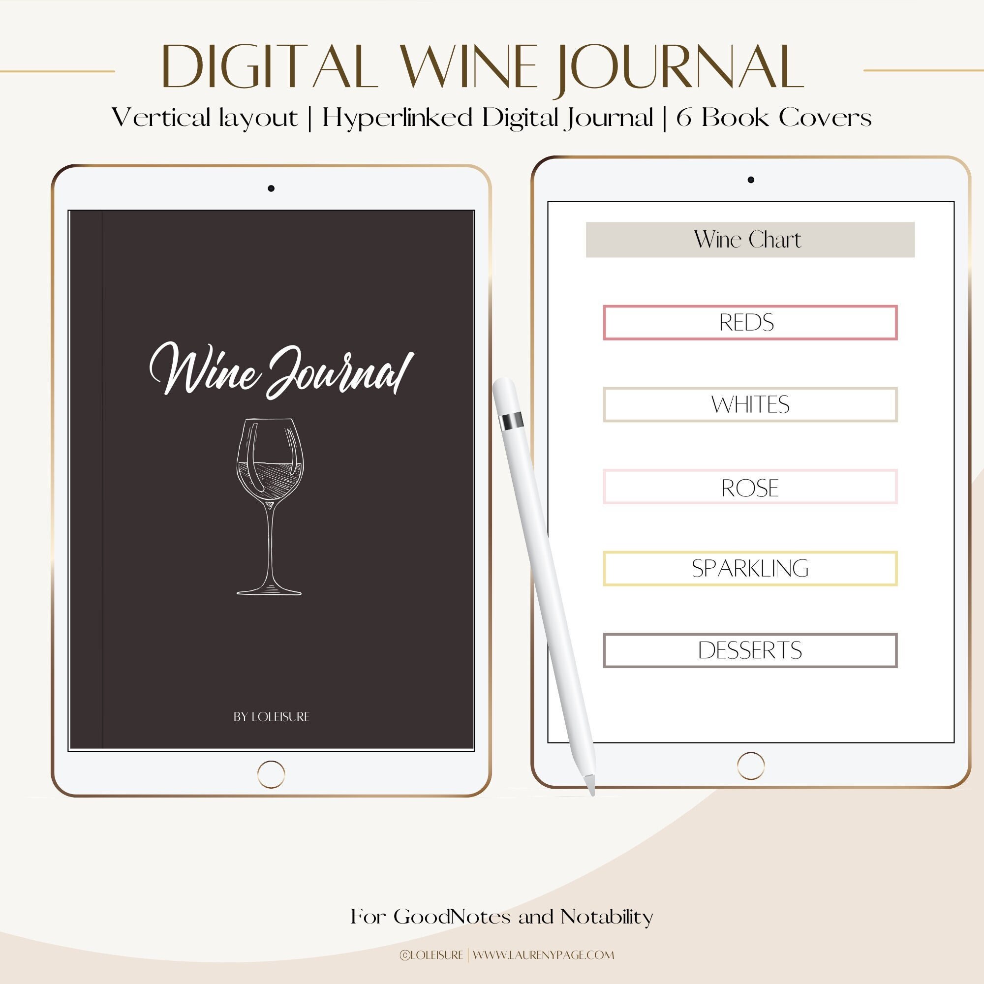 Digital Wine Journal | Wine Tasting Journal | Hyperlinked | Digital ...