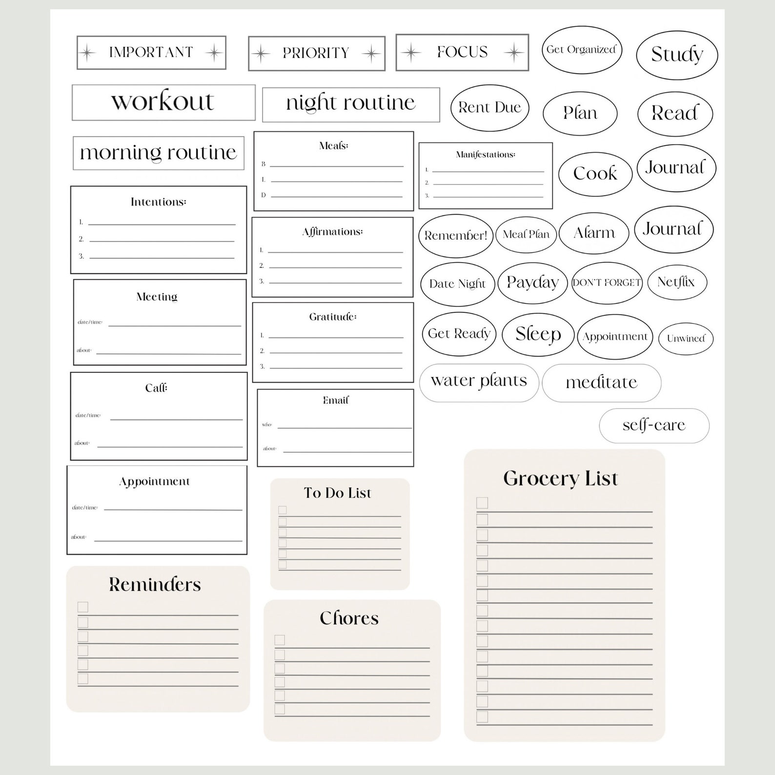 Minimalist Digital Sticker Sheet FOR GOODNOTES ONLY 40 - Etsy