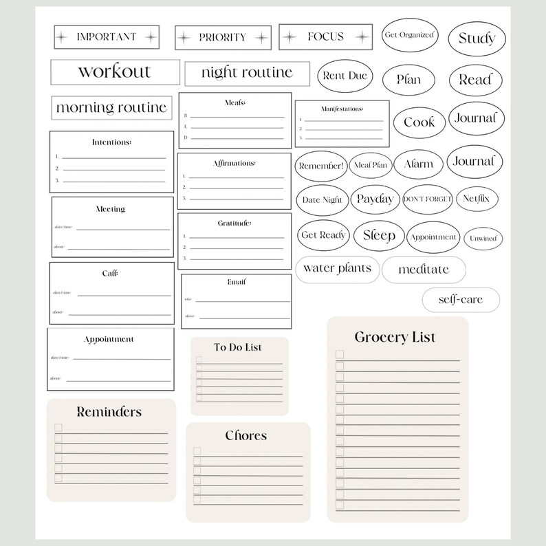 Minimalist Digital Sticker Sheet FOR GOODNOTES ONLY 40 - Etsy