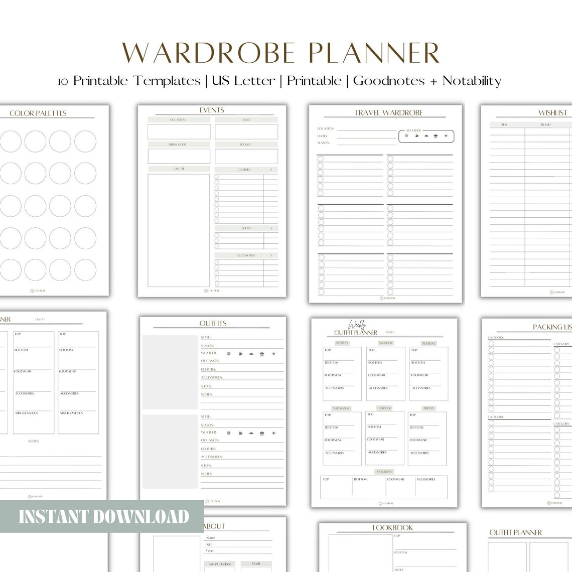 Wardrobe Planner Templates Printable PDF Templates Weekly - Etsy