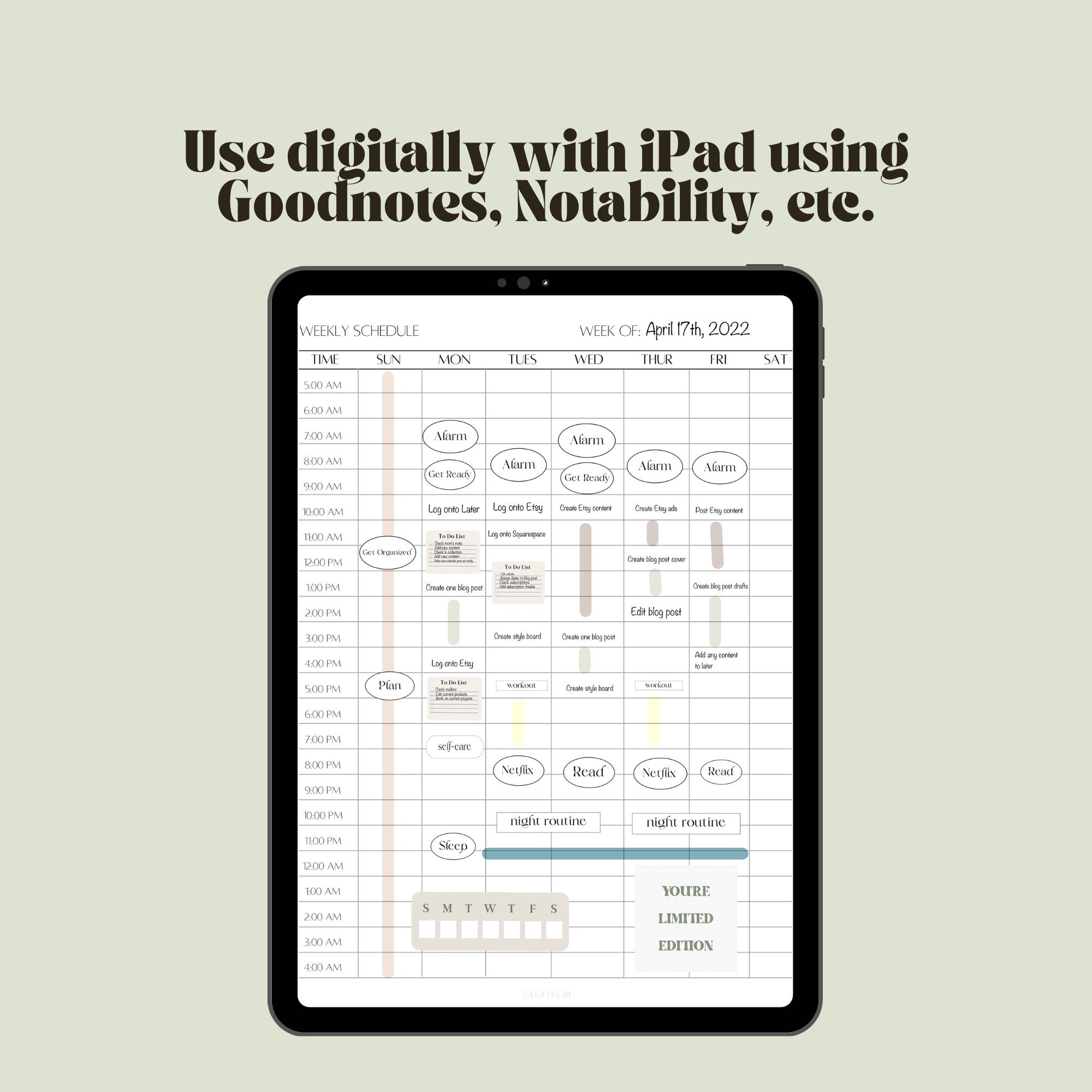 Weekly DIGITAL and PRINTABLE Planner | Goodnotes, Notability, Etc. | A4 ...