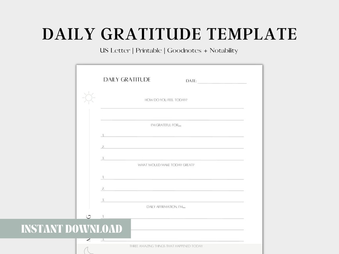 Daily Gratitude Journal | Digital Daily Gratitude Journal | Printable ...