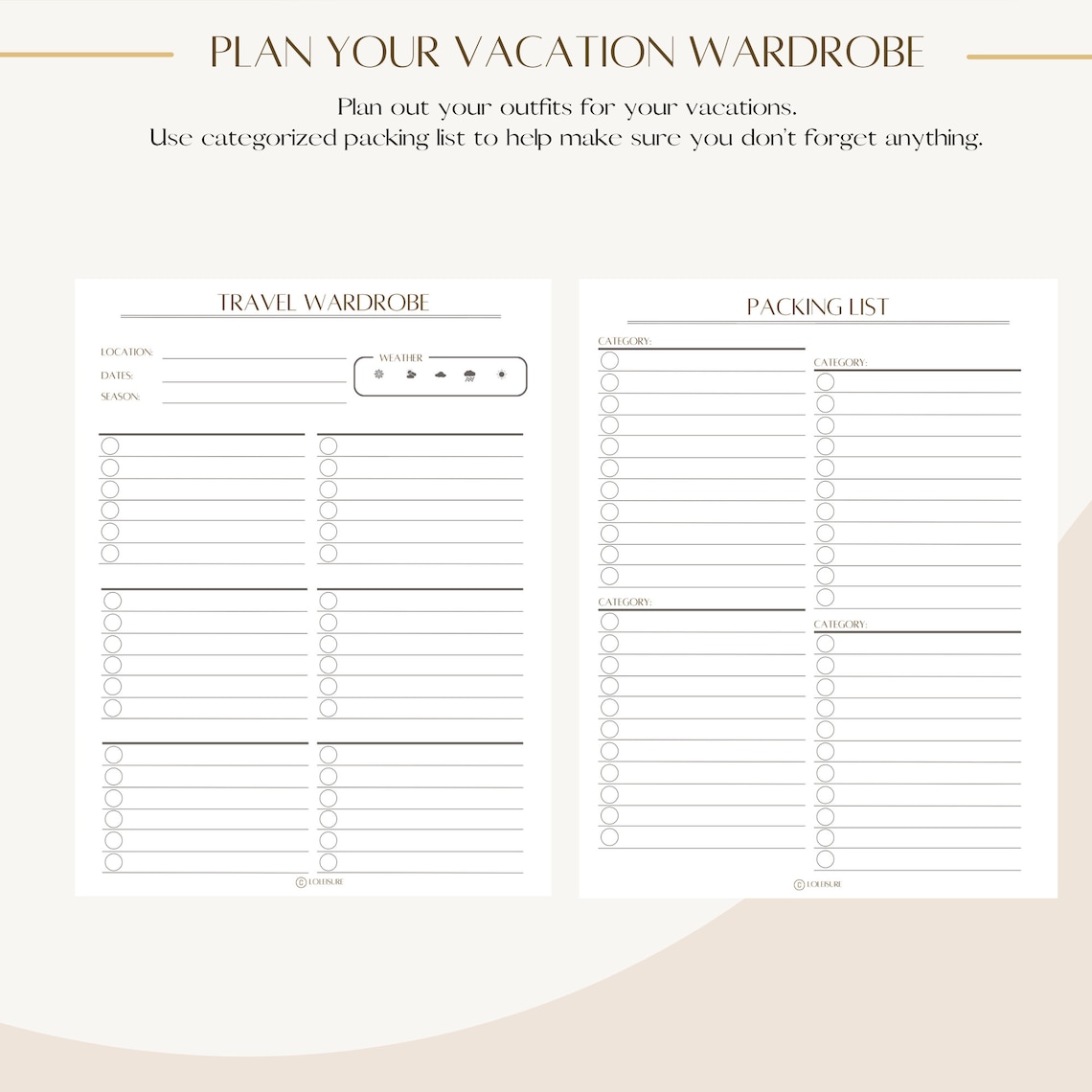 Wardrobe Planner Templates | Printable PDF Templates | Weekly Planning ...