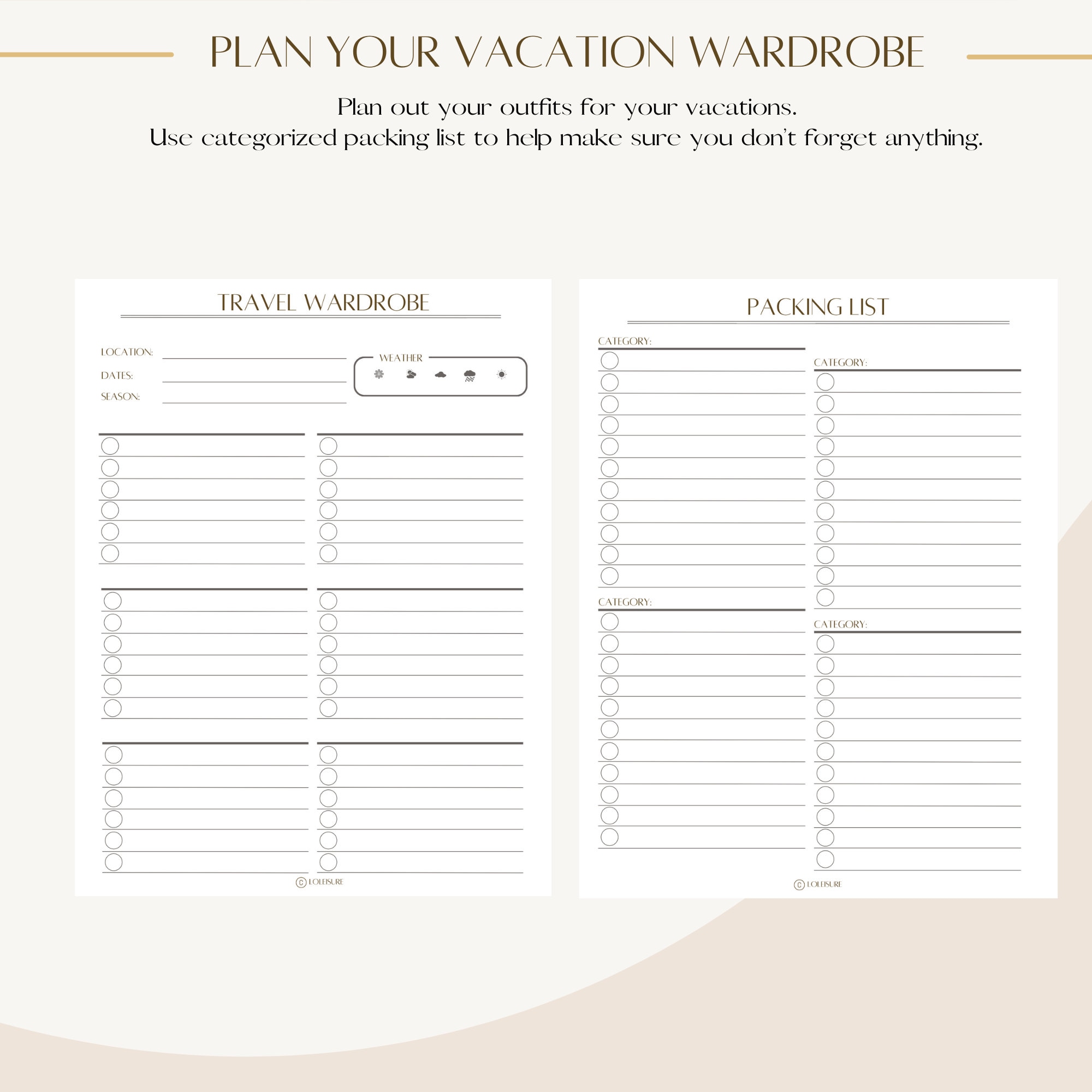 Wardrobe Planner Templates | Printable PDF Templates | Weekly Planning ...