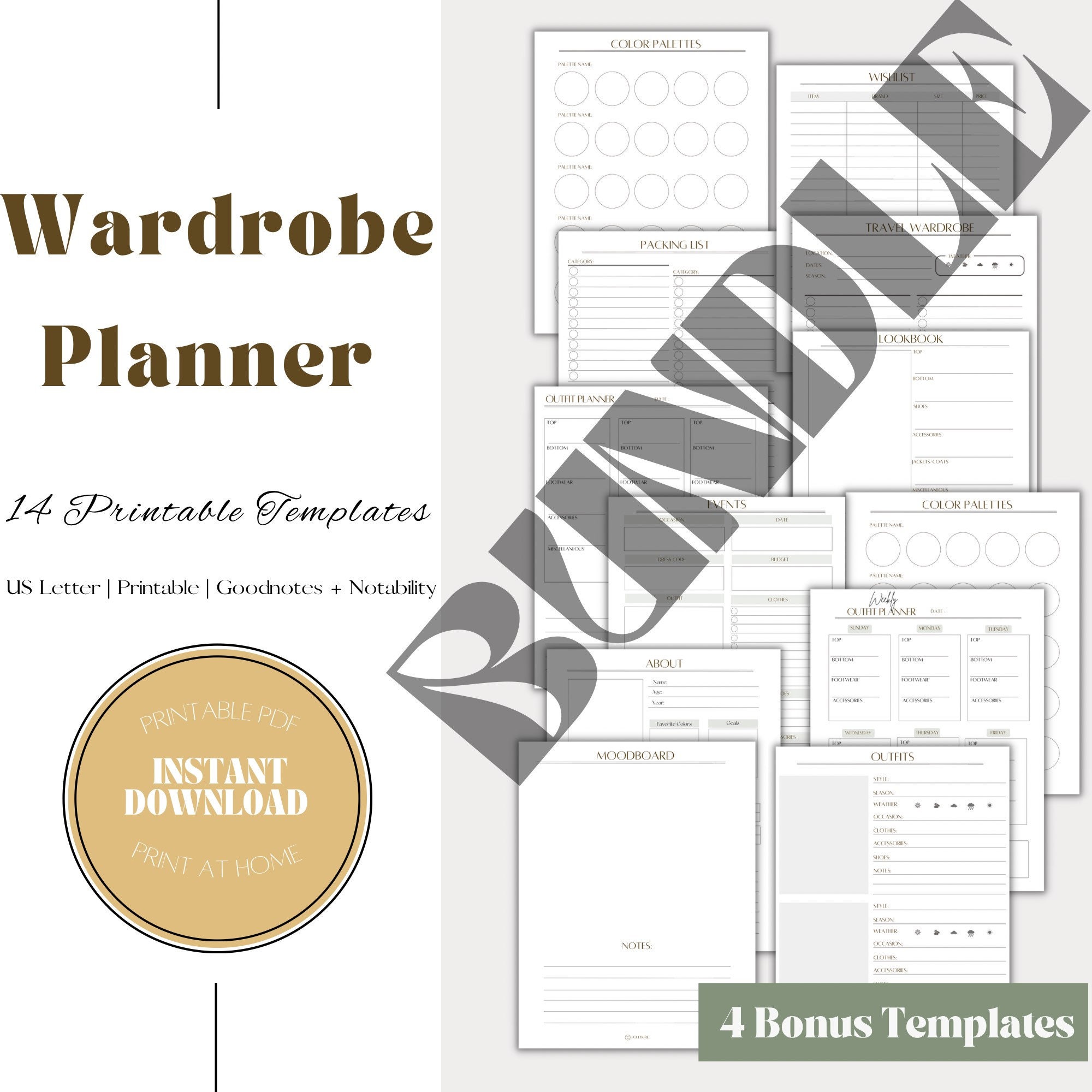 BUNDLE Wardrobe Planner Templates | Printable PDF Templates | Weekly ...
