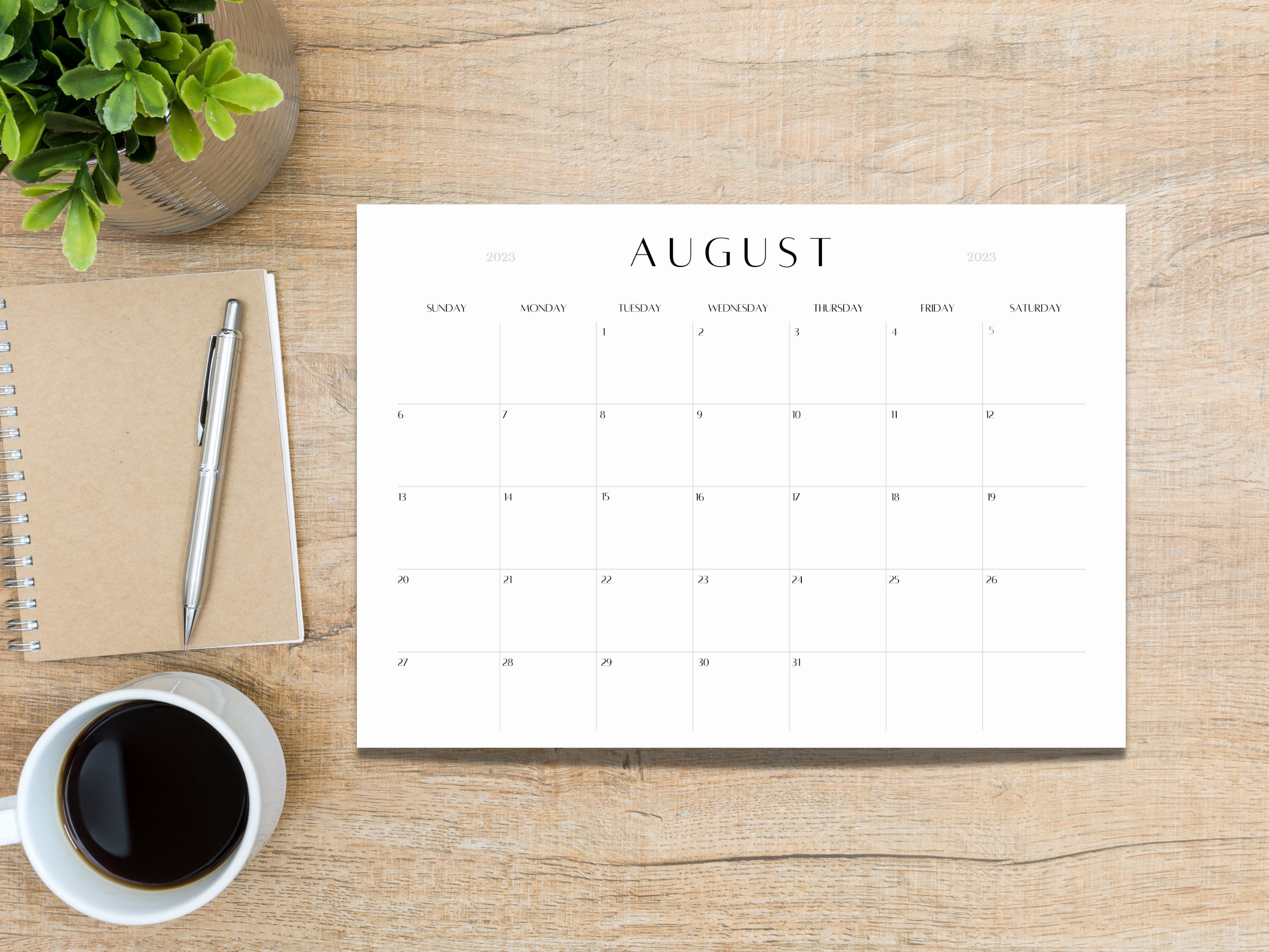 Minimalist Calendar 2023 Calendar Printable 2023 Monthly - Etsy