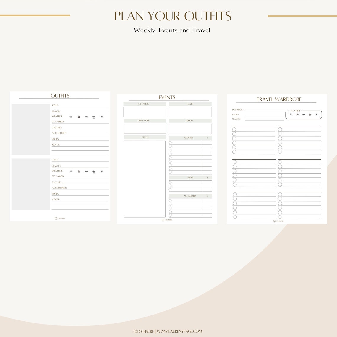BUNDLE Wardrobe Planner Templates | Printable PDF Templates | Weekly ...