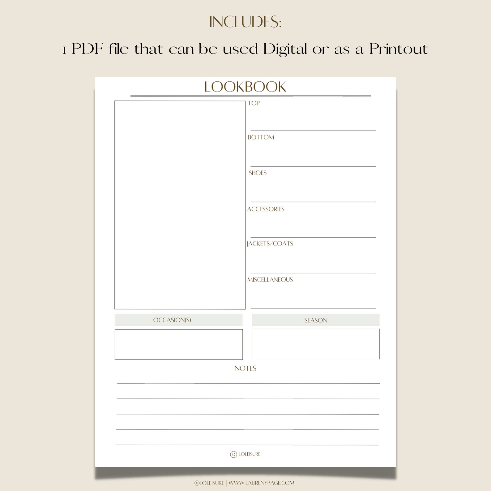 Vertical Lookbook Template | Capsule Wardrobe | Outfit Planner ...