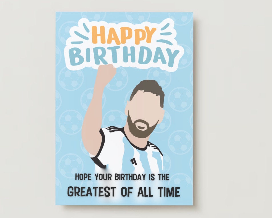 Messi Birthday Card Lionel Messi Football Fan Argentina Inter Miami - Etsy