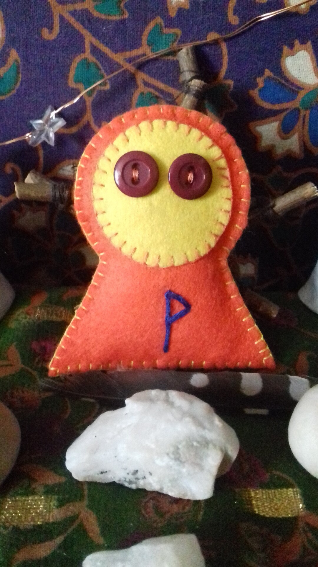 HANDMADE Orange Felt LITTLE Spirit Happy Happy Joy Joy POPPET Doll With ...