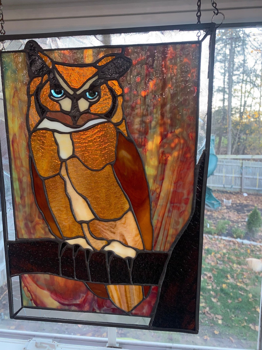 Stained Glass Owl Panel - Etsy
