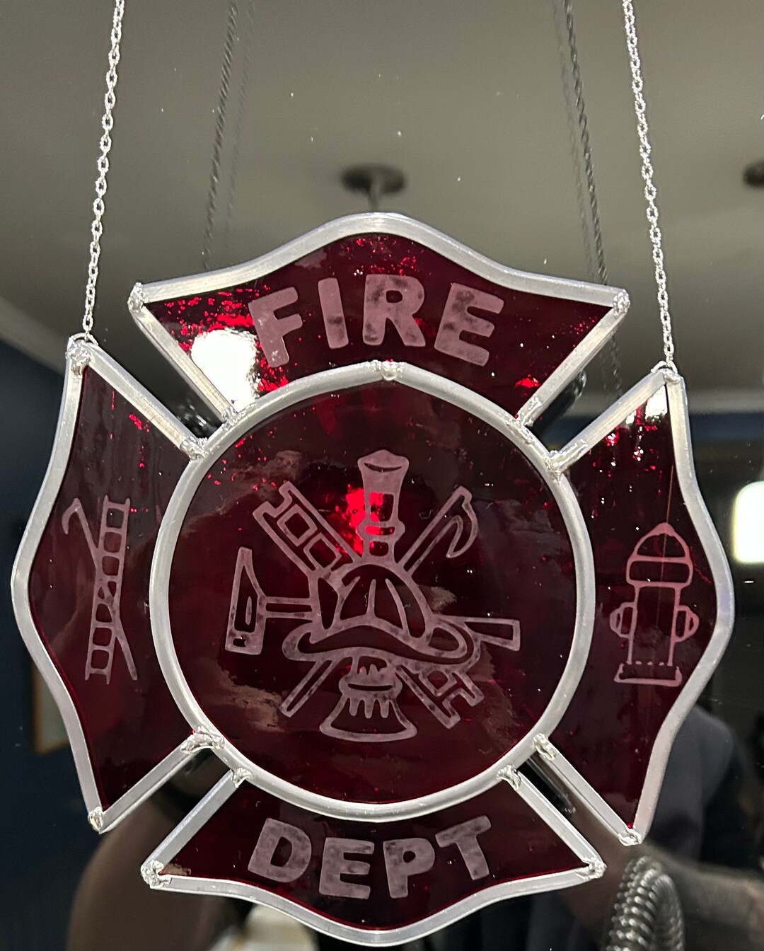 Maltese Cross Firefighter Stained Glass Sun Catcher - Etsy