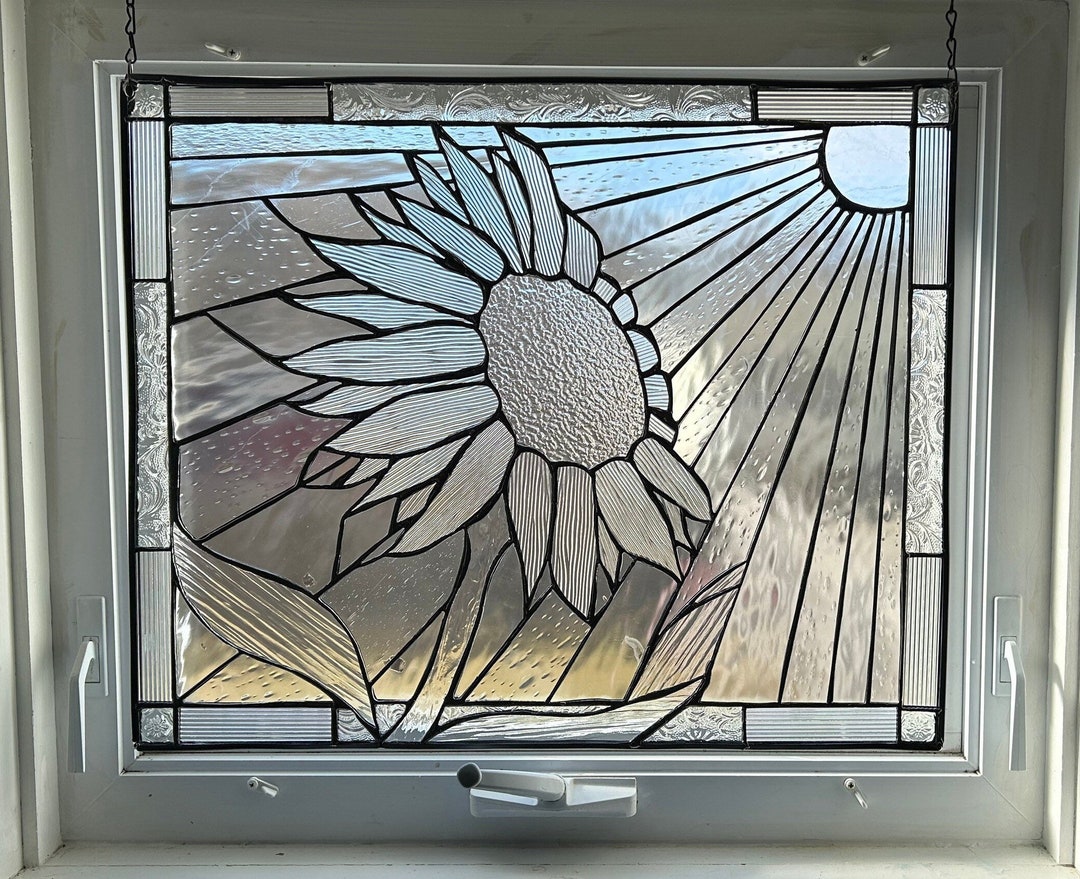 Clear Sunflower in the Sun Stained Glass Panel - Etsy
