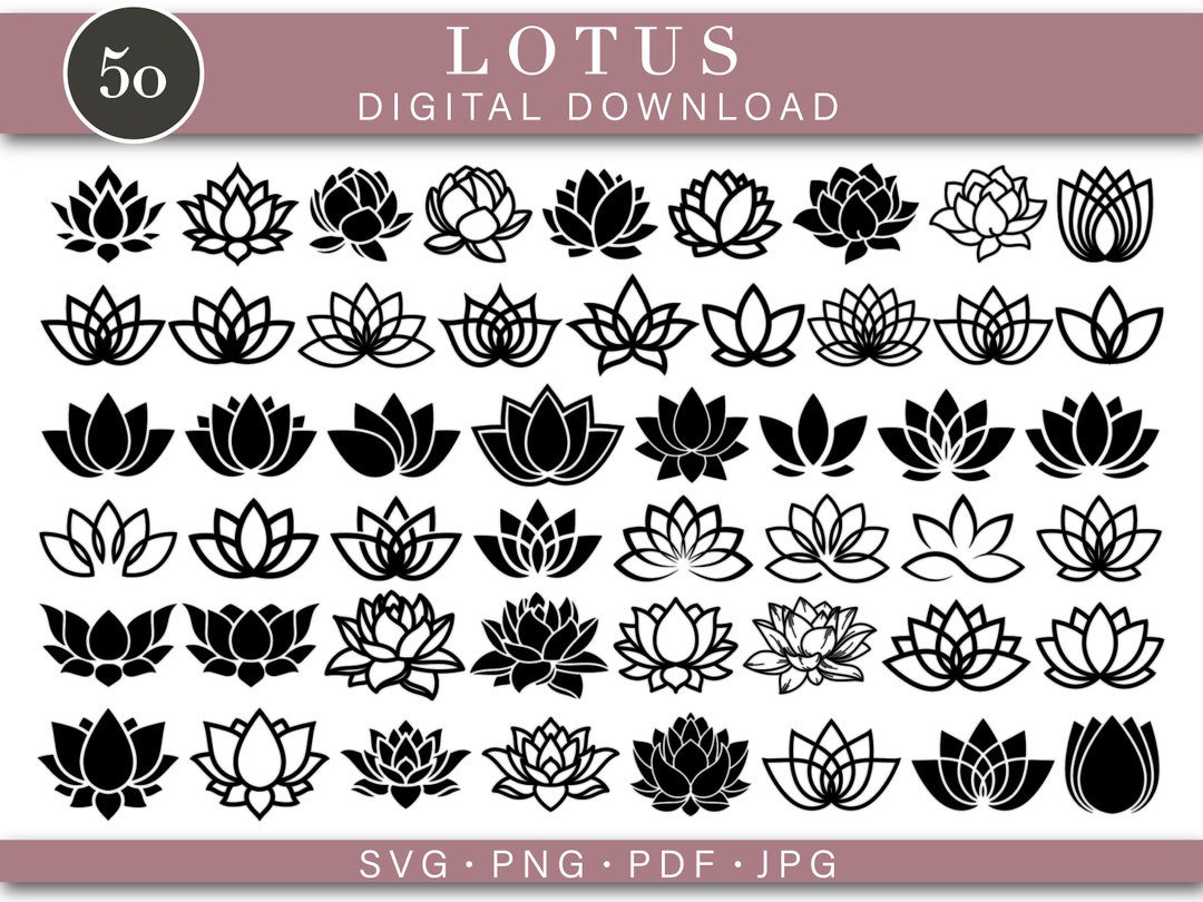 Lotus SVG Bundle, Lotus Flower SVG, Lotus Silhouette, Lotus Clipart ...