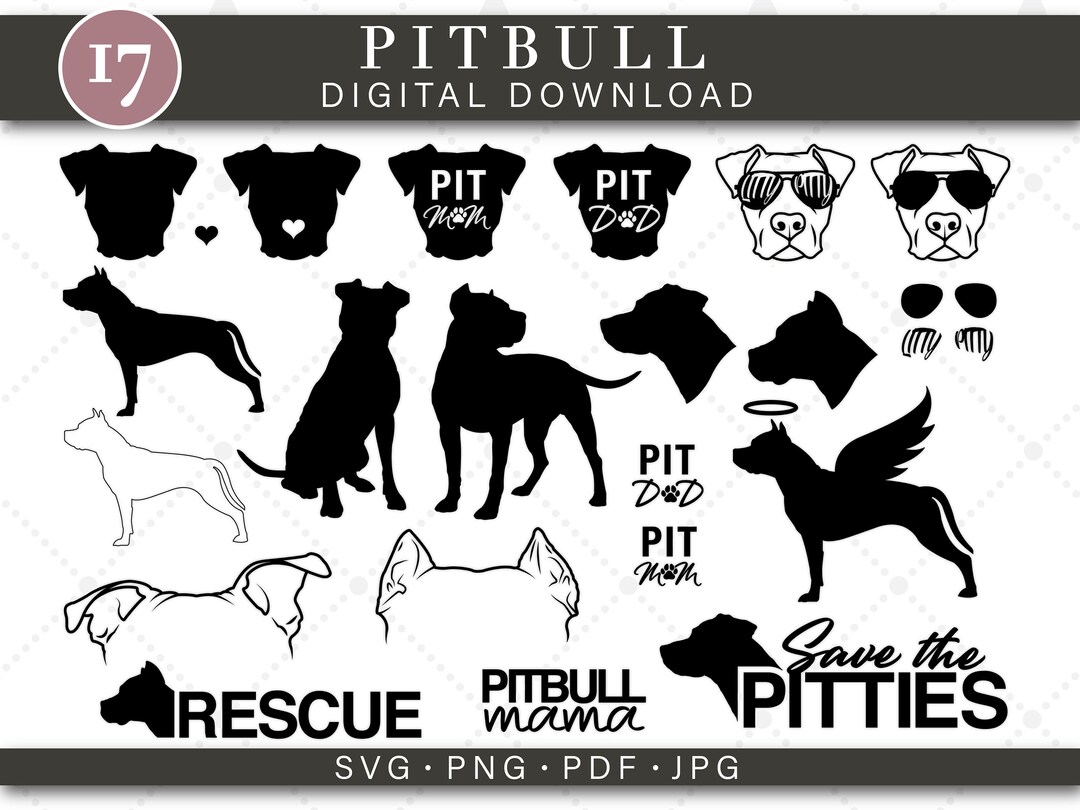 Pitbull SVG Bundle Pitbull Clipart Pitbull Vector Pitbull Cricut ...